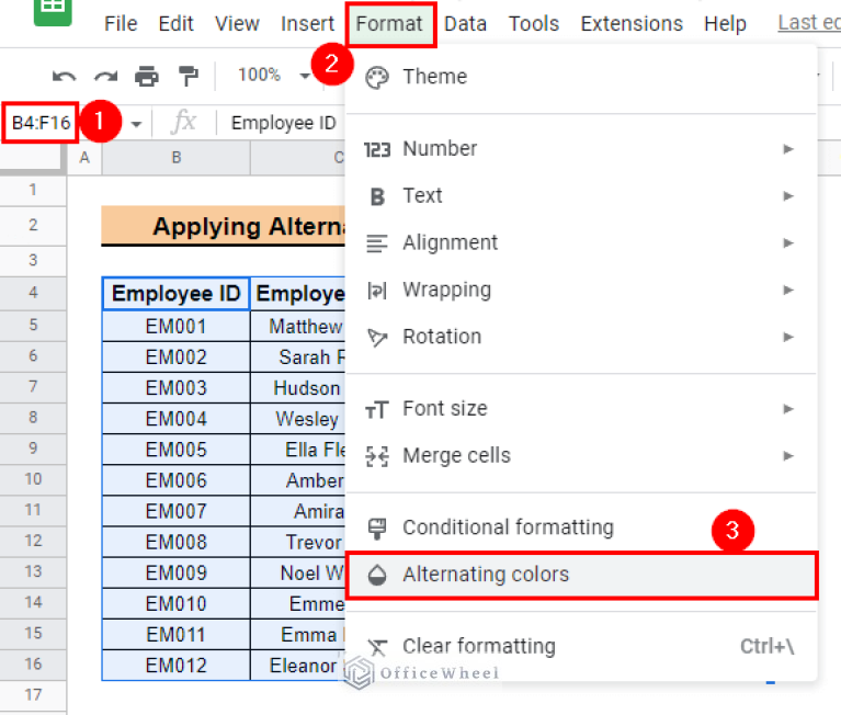 How to Add Alternating Colors Every 2 Rows in Google Sheets