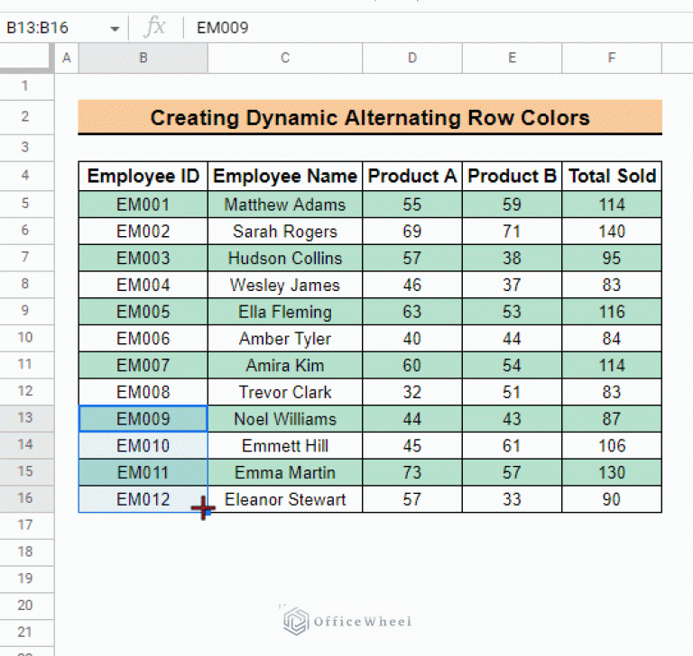 How to Add Alternating Colors Every 2 Rows in Google Sheets
