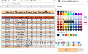 How to Add Alternating Colors Every 2 Rows in Google Sheets