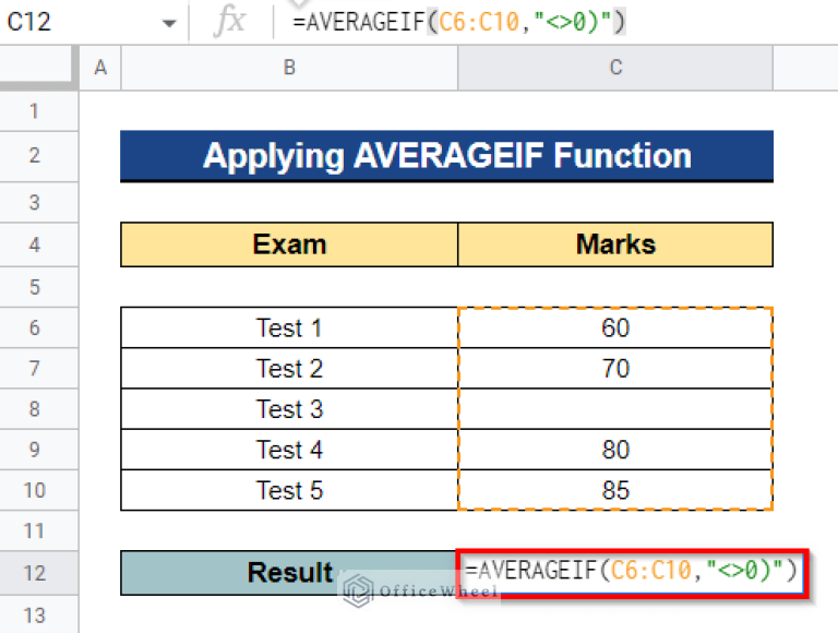 How to Ignore Blank Cells with AVERAGE Formula in Google Sheets