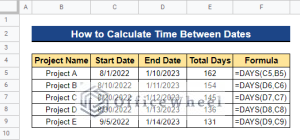 How to Calculate Time Between Dates in Google Sheets (6 Ways)
