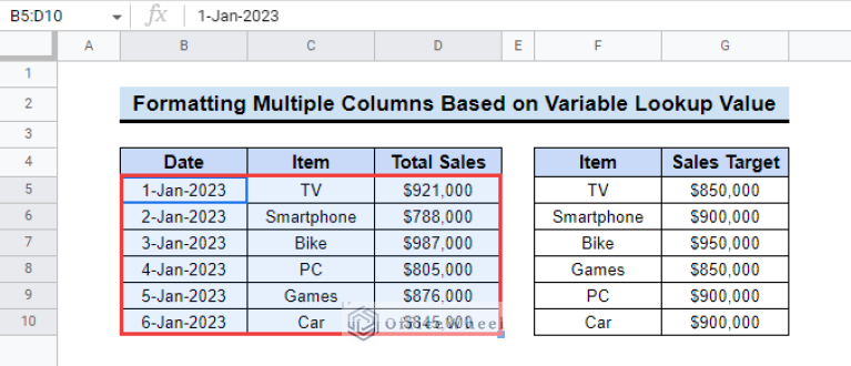 Google Sheets Conditional Formatting with INDEX-MATCH