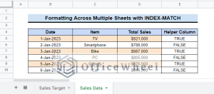 Google Sheets Conditional Formatting with INDEX-MATCH