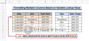 Google Sheets Conditional Formatting with INDEX-MATCH