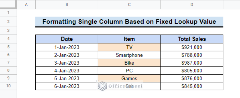 Google Sheets Conditional Formatting with INDEX-MATCH