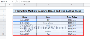 Google Sheets Conditional Formatting with INDEX-MATCH