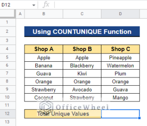 How to Count Unique Values in Multiple Columns in Google Sheets