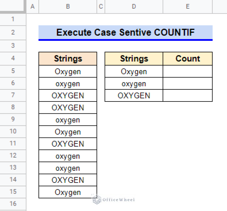 How to Execute Case Sensitive COUNTIF in Google Sheets