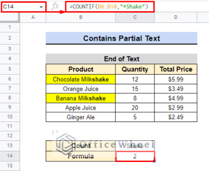 Use COUNTIF If Cell Contains Specific Text in Google Sheets