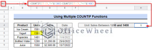 COUNTIF with Greater than and Less than Criteria in Google Sheets