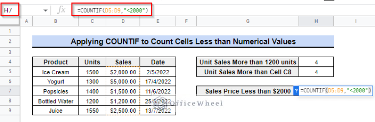 COUNTIF with Greater than and Less than Criteria in Google Sheets