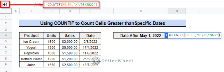 COUNTIF with Greater than and Less than Criteria in Google Sheets