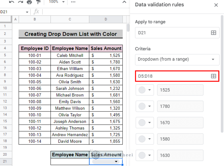 How to Apply Color to Drop Down List in Google Sheets (2 Ways)