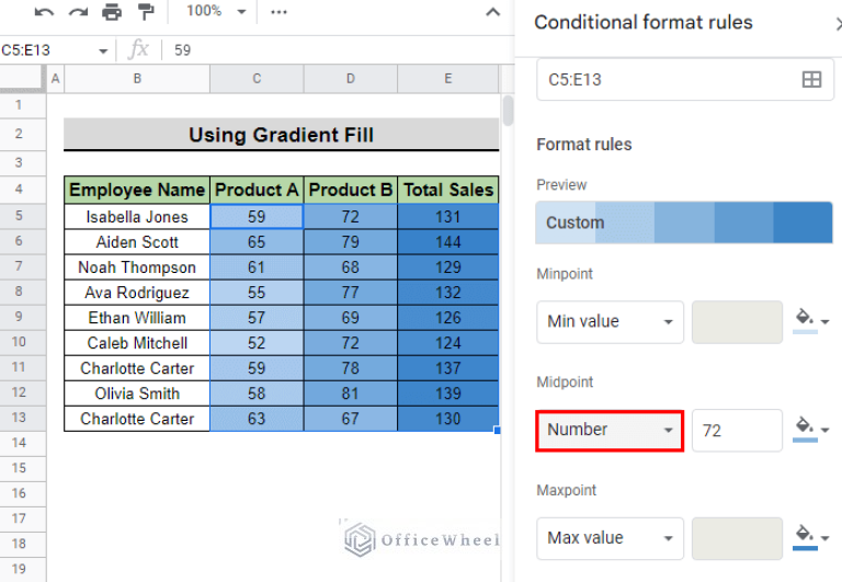 How to Apply Gradient Fill in Google Sheets (With Easy Steps)