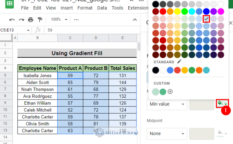 How to Apply Gradient Fill in Google Sheets (With Easy Steps)