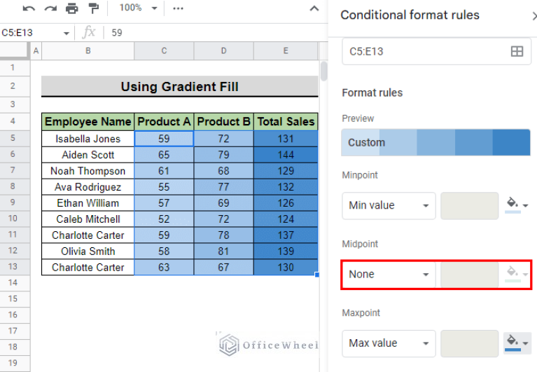 How to Apply Gradient Fill in Google Sheets (With Easy Steps)