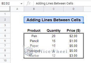 How to Insert Lines Between Cells in Google Sheets - OfficeWheel