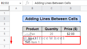 How to Insert Lines Between Cells in Google Sheets - OfficeWheel