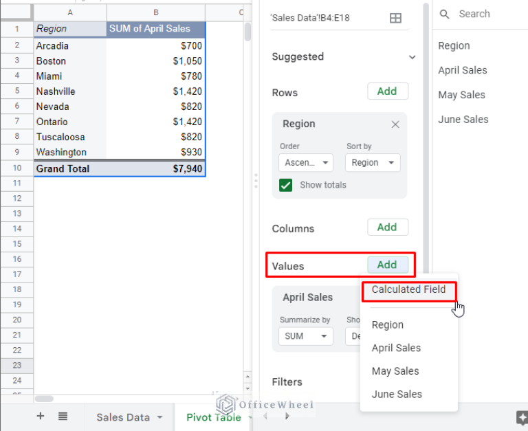 Google Sheets Add Calculated Field for Pivot Table with COUNTIF