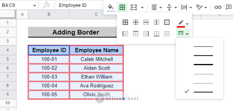 How to Add Red Border Around Cell in Google Sheets (Easy Steps)