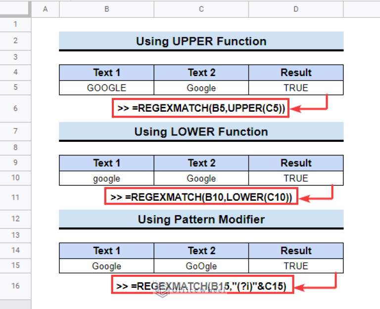 How to Make REGEXMATCH Case Insensitive in Google Sheets