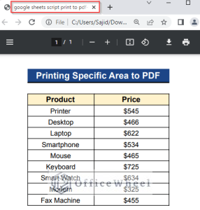 How to Print to PDF Using Apps Script in Google Sheets