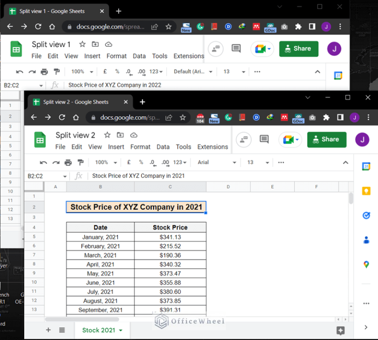 How to Split View in Google Sheets (2 Easy Ways) - OfficeWheel