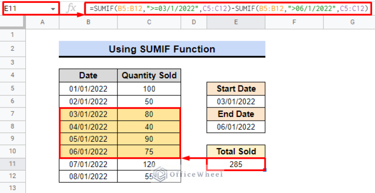 How to SUMIF Between Two Dates in Google Sheets (3 Ways)