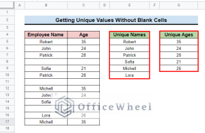 How to Get Unique Values Without Blanks in Google Sheets