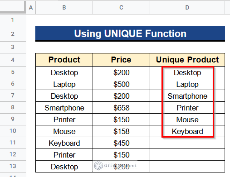 How to Highlight Unique Values in Google Sheets (9 Useful Ways)