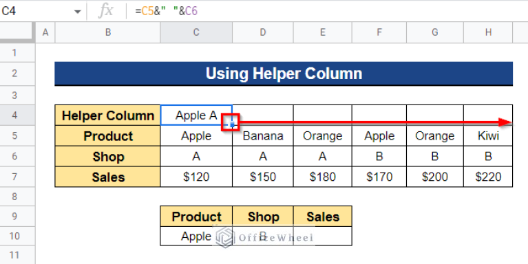 How to HLOOKUP for Multiple Criteria in Google Sheets (2 Ways)