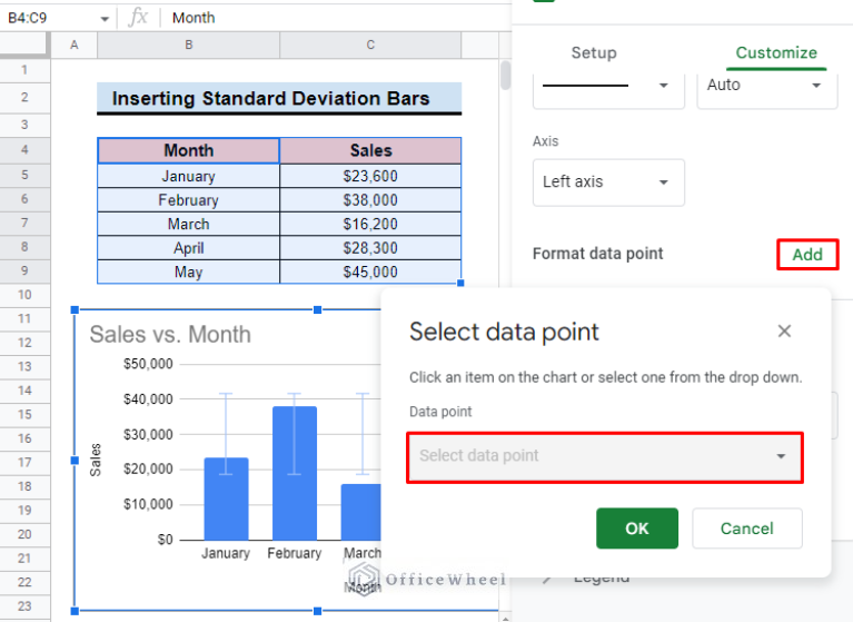 How to Add Different Standard Deviation Bars in Google Sheets