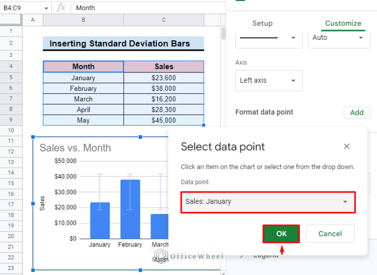 How to Add Different Standard Deviation Bars in Google Sheets