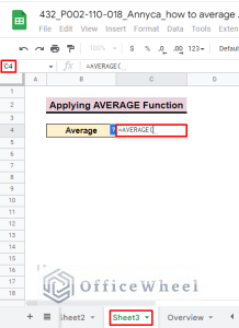 How to Average Cells from Different Sheets in Google Sheets