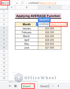 How to Average Cells from Different Sheets in Google Sheets