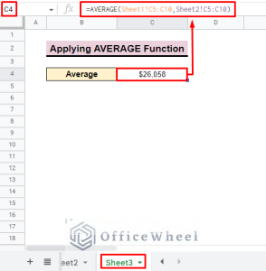 How to Average Cells from Different Sheets in Google Sheets