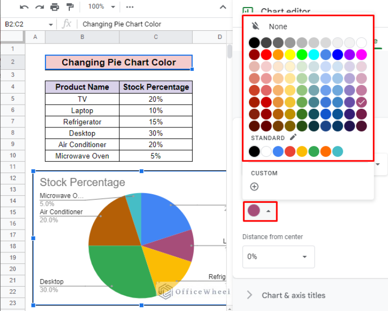How to Change Pie Chart Colors in Google Sheets - OfficeWheel