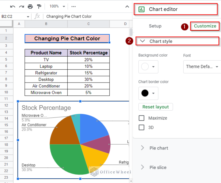 How to Change Pie Chart Colors in Google Sheets - OfficeWheel