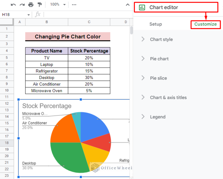 How to Change Pie Chart Colors in Google Sheets - OfficeWheel