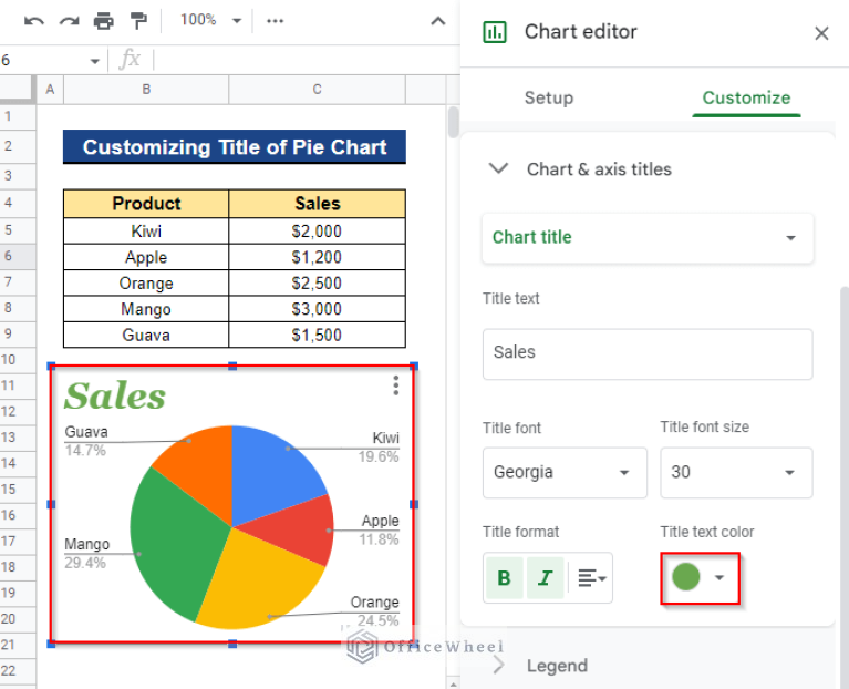 How to Change Title of Pie Chart on Google Sheets - OfficeWheel