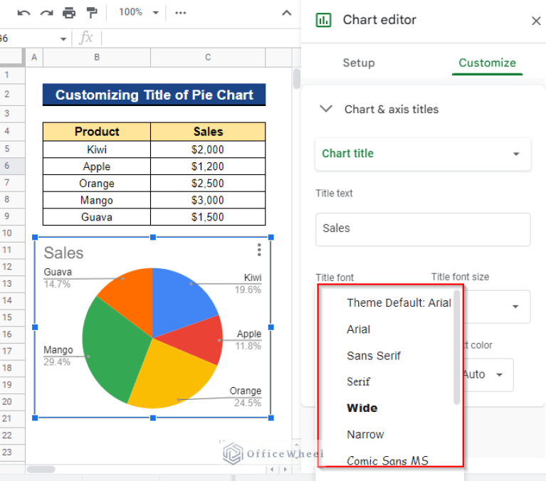 How to Change Title of Pie Chart on Google Sheets - OfficeWheel