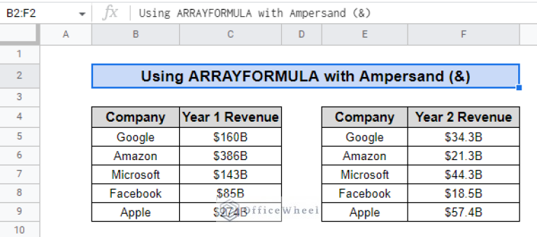 How to Concatenate Two Columns in Google Sheets - OfficeWheel
