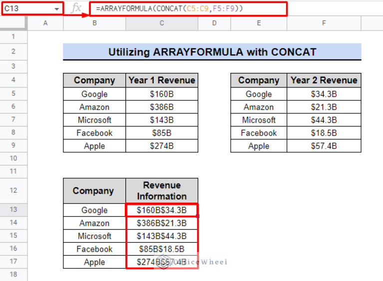 How to Concatenate Two Columns in Google Sheets - OfficeWheel