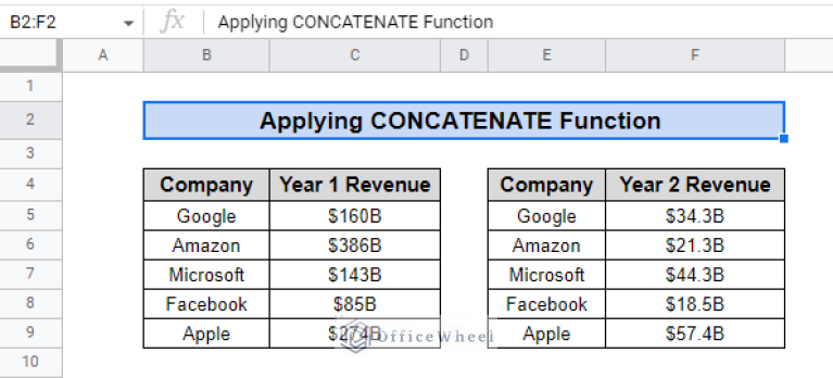 How to Concatenate Two Columns in Google Sheets - OfficeWheel
