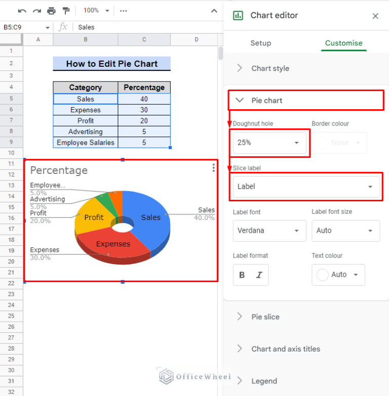 How to Edit a Pie Chart in Google Sheets (5 Core Features)