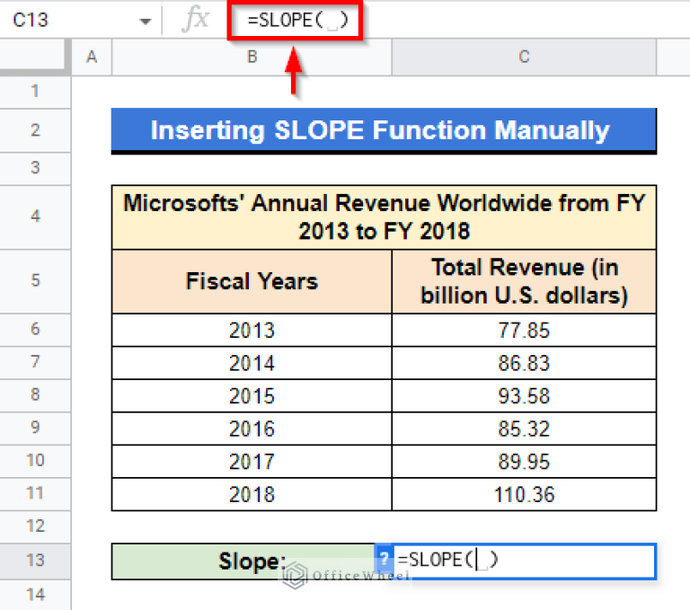How to Find Slope of Graph in Google Sheets (With Easy Steps)