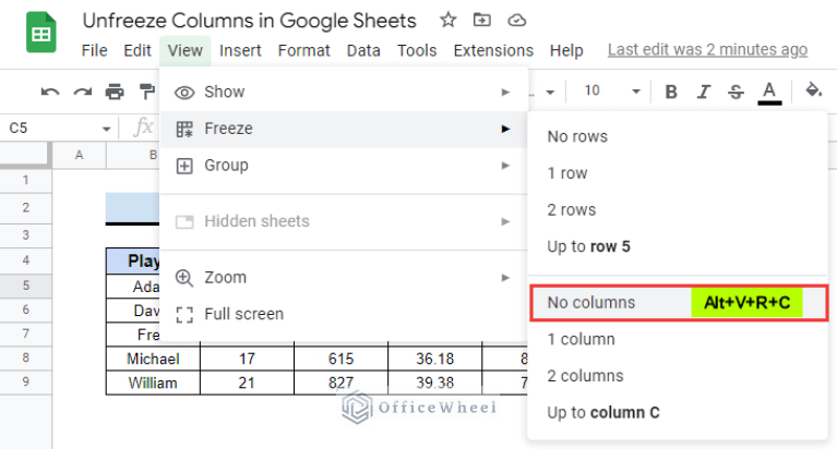 How to Freeze Specific Columns in Google Sheets (3 Quick Ways)