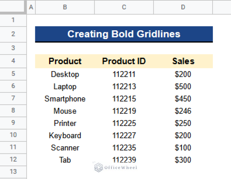 How to Insert Gridlines in Google Sheets (4 Suitable Methods)