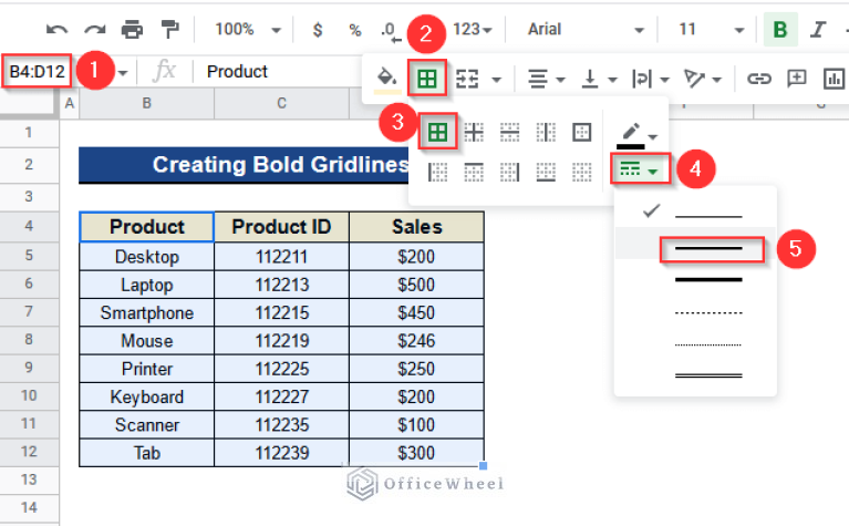 How to Insert Gridlines in Google Sheets (4 Suitable Methods)