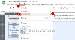 How to Insert Multiple Columns in Google Sheets (2 Quick Ways)